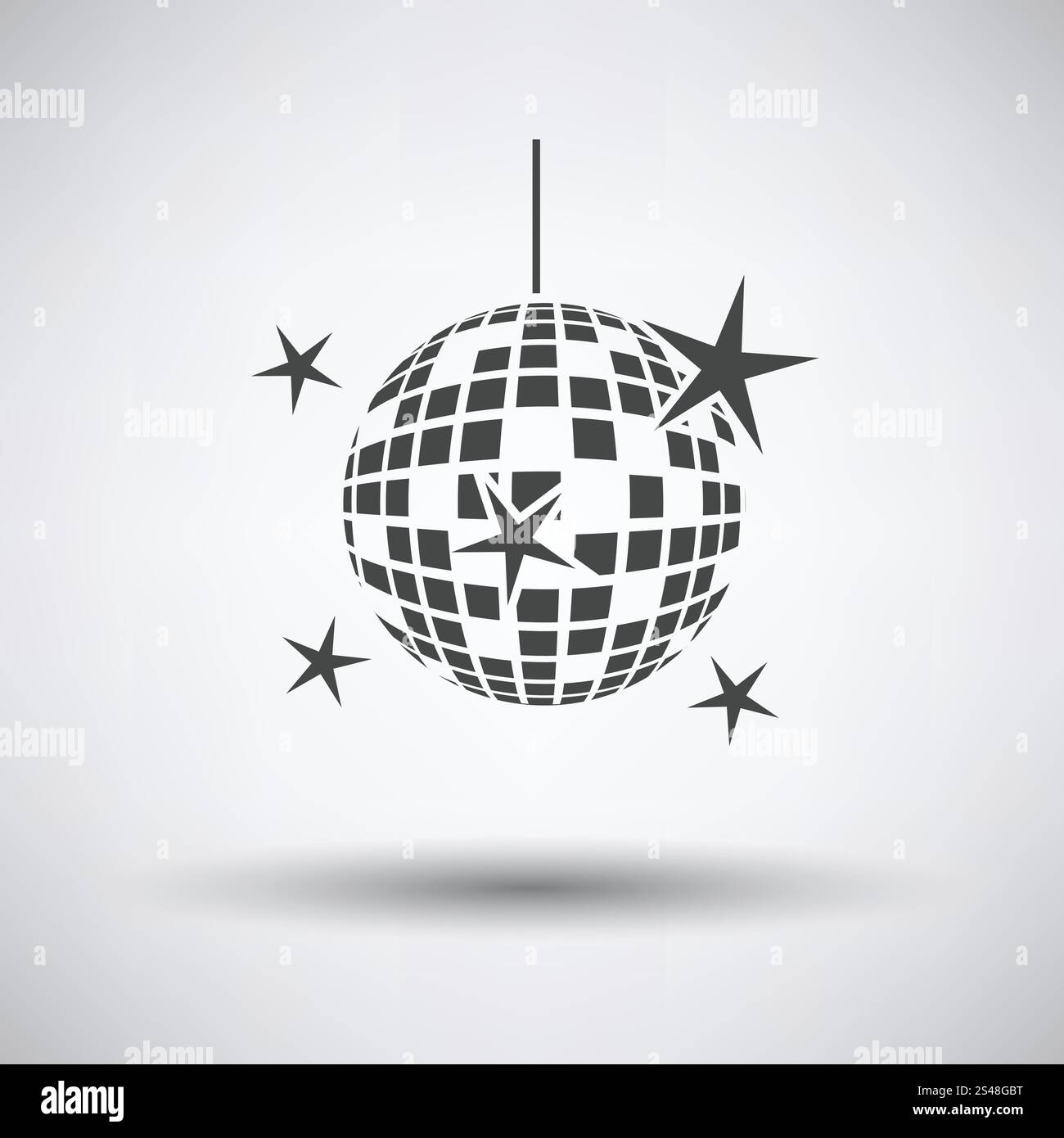 Night clubs disco sphere icon on gray background, round shadow. Vector ...