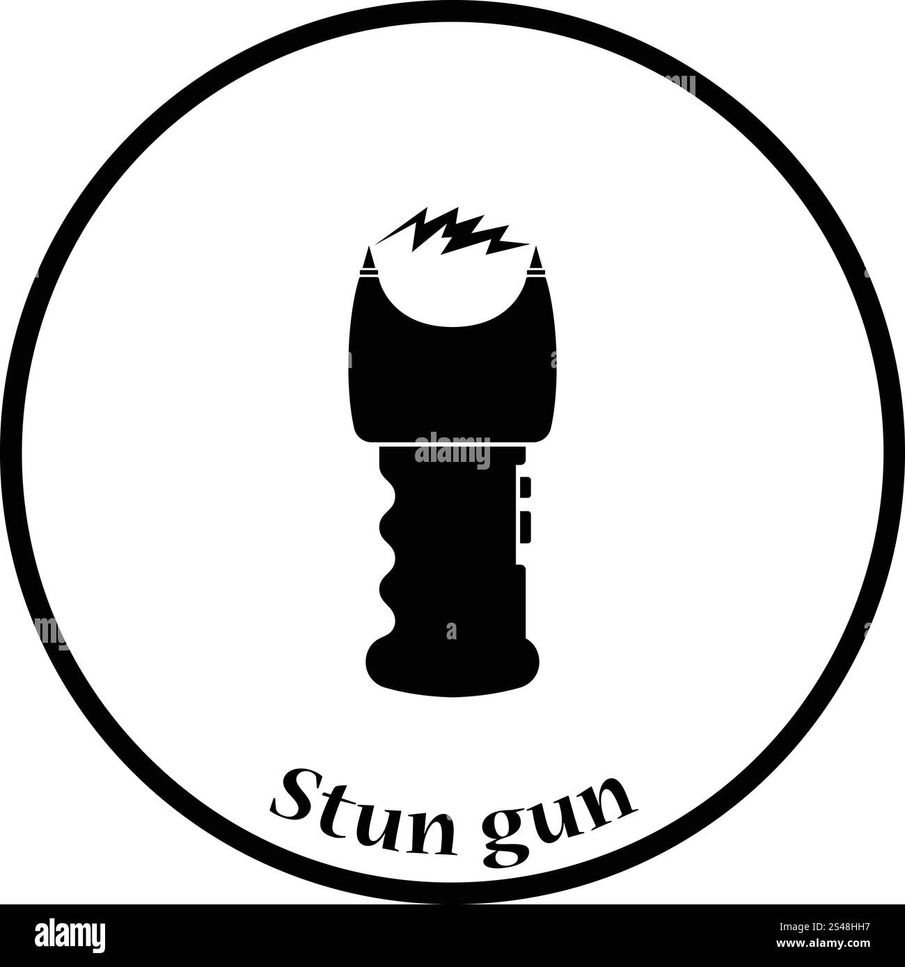 Stun gun icon. Thin circle design. Vector illustration Stock Vector ...