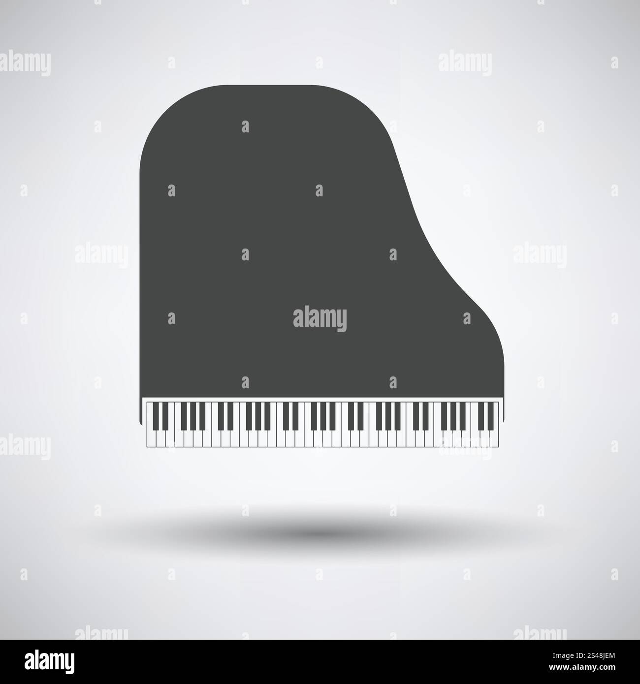 Grand piano icon on gray background, round shadow. Vector illustration ...