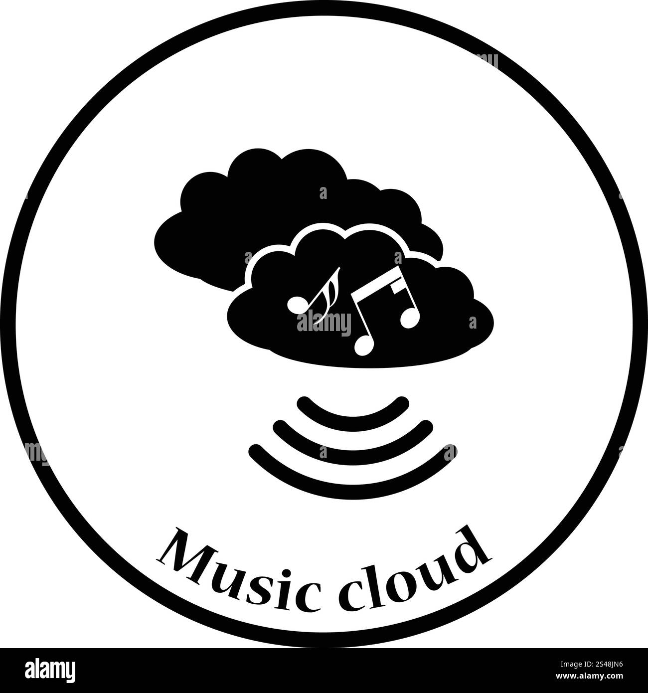 Music cloud icon. Thin circle design. Vector illustration Stock Vector ...