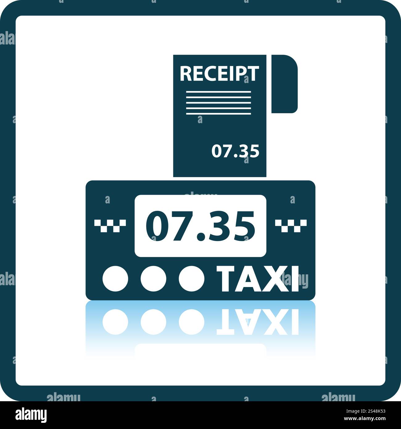 Taxi meter with receipt icon. Shadow reflection design. Vector ...