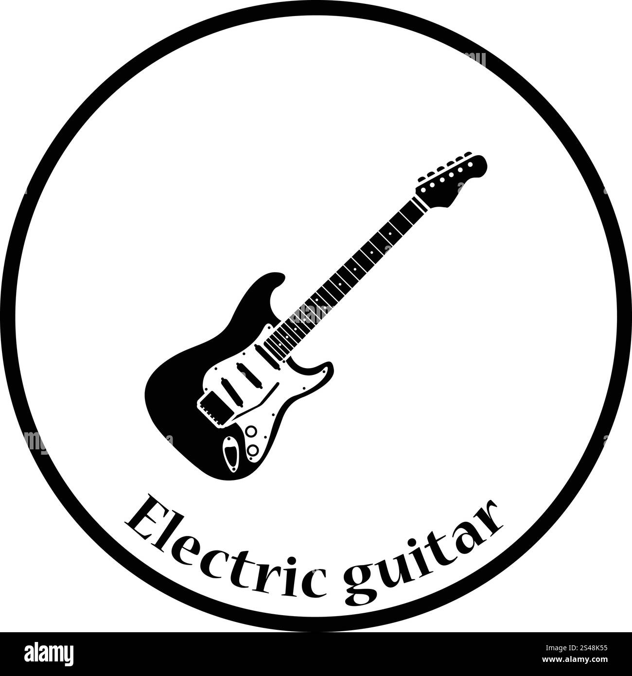 Electric guitar icon. Thin circle design. Vector illustration Stock ...