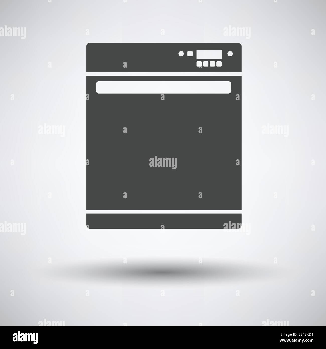 Kitchen dishwasher machine icon on gray background with round shadow ...