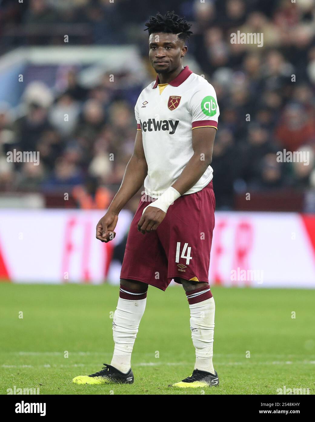 Birmingham, UK. 10th Jan, 2025. Mohammed Kudus of West Ham United ...