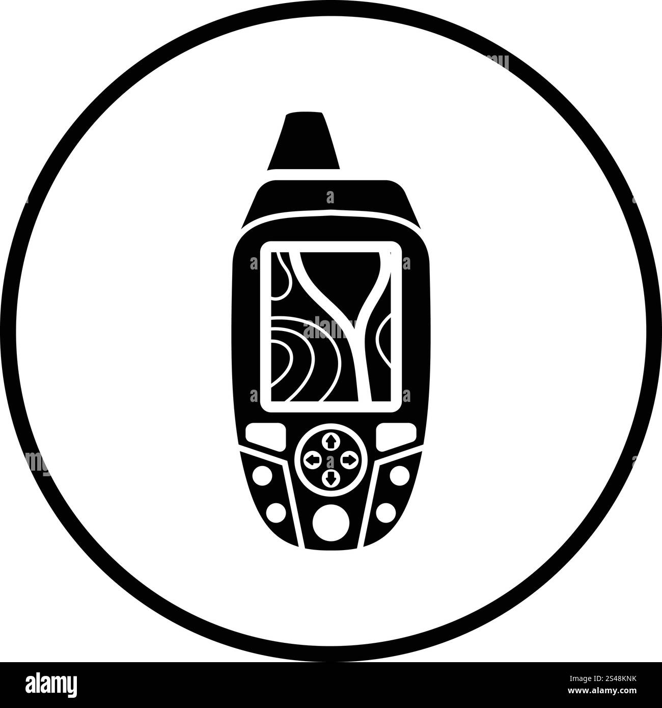 Portable GPS device icon. Thin circle design. Vector illustration Stock ...