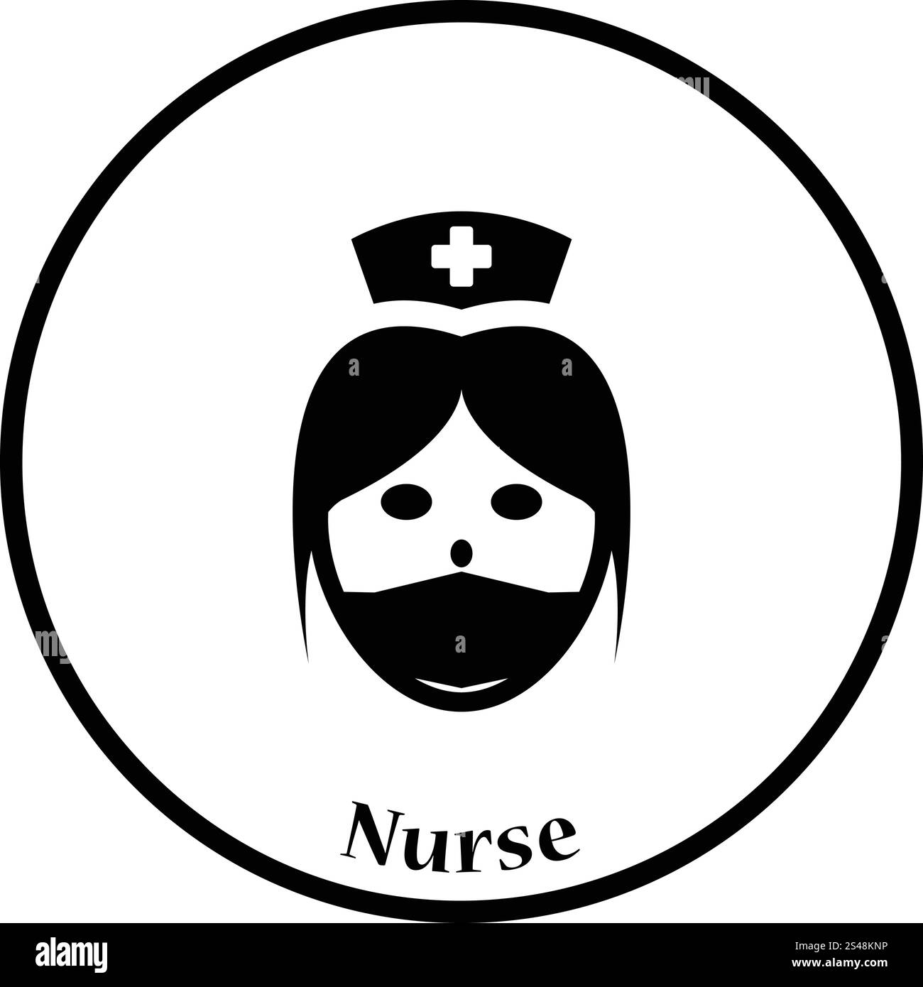 Nurse head icon. Thin circle design. Vector illustration Stock Vector ...