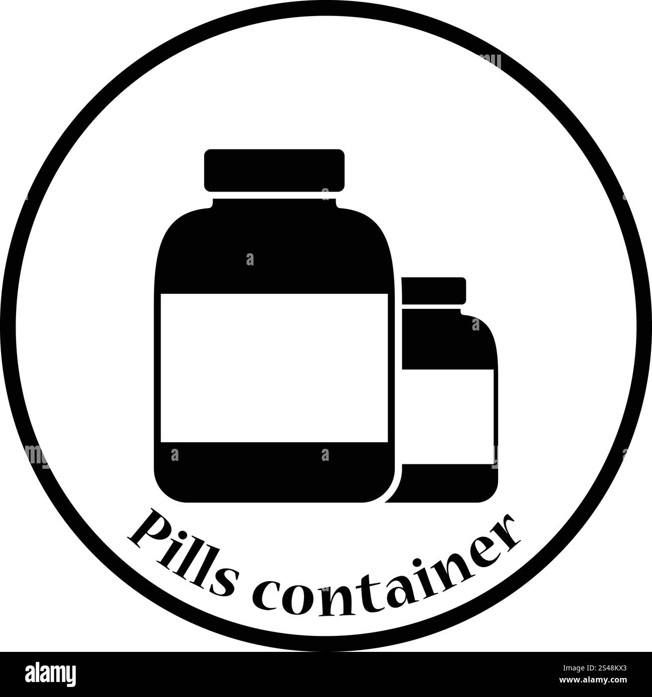 Pills container icon. Thin circle design. Vector illustration Stock ...