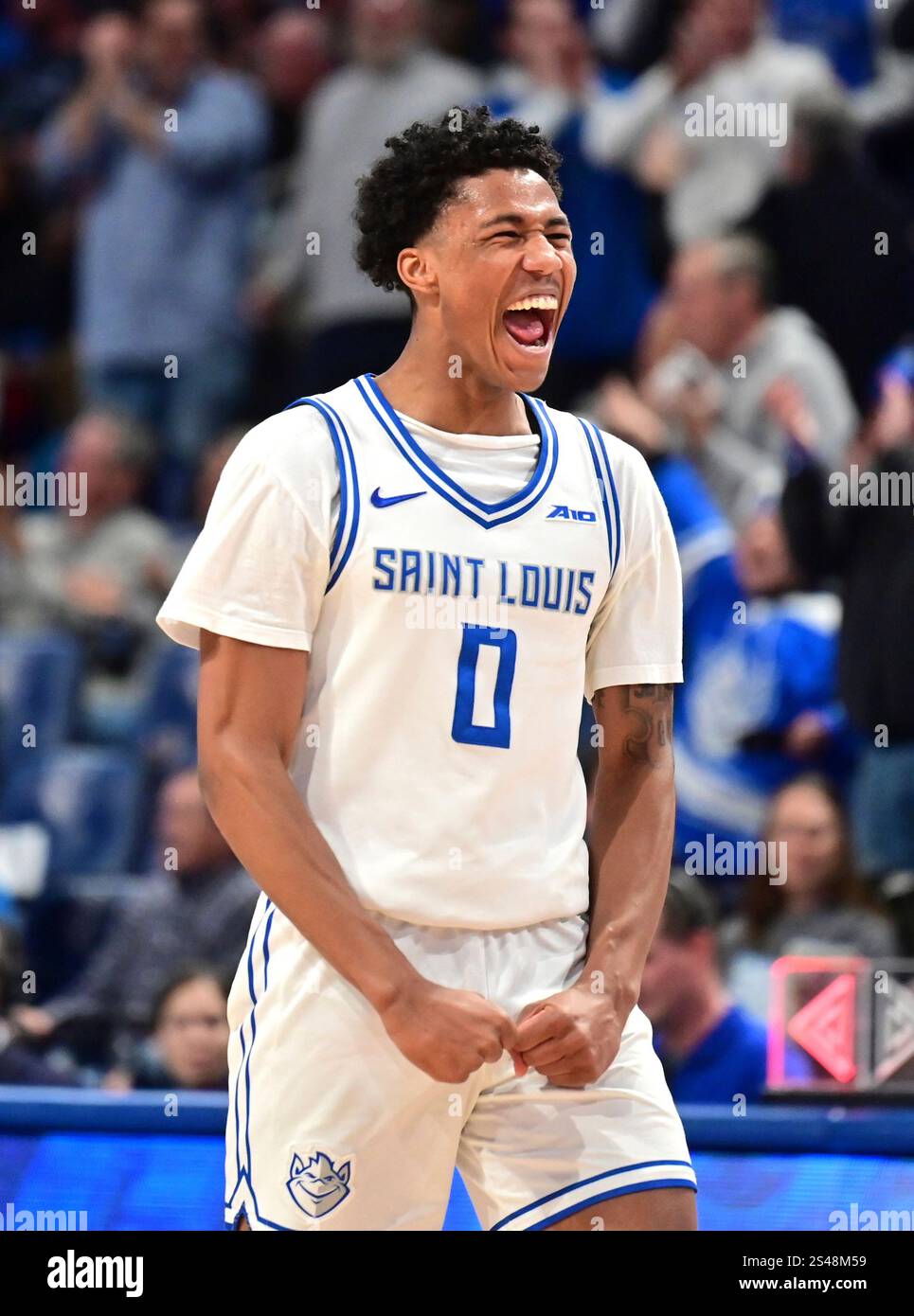 ST. LOUIS, MO - JANUARY 08: Saint Louis guard Kellen Thames (0 ...