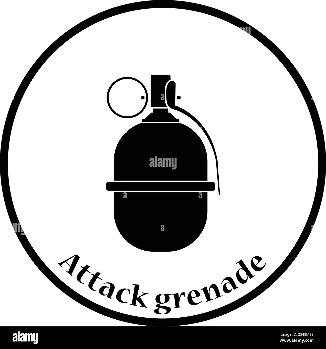 Attack grenade icon. Thin circle design. Vector illustration Stock ...