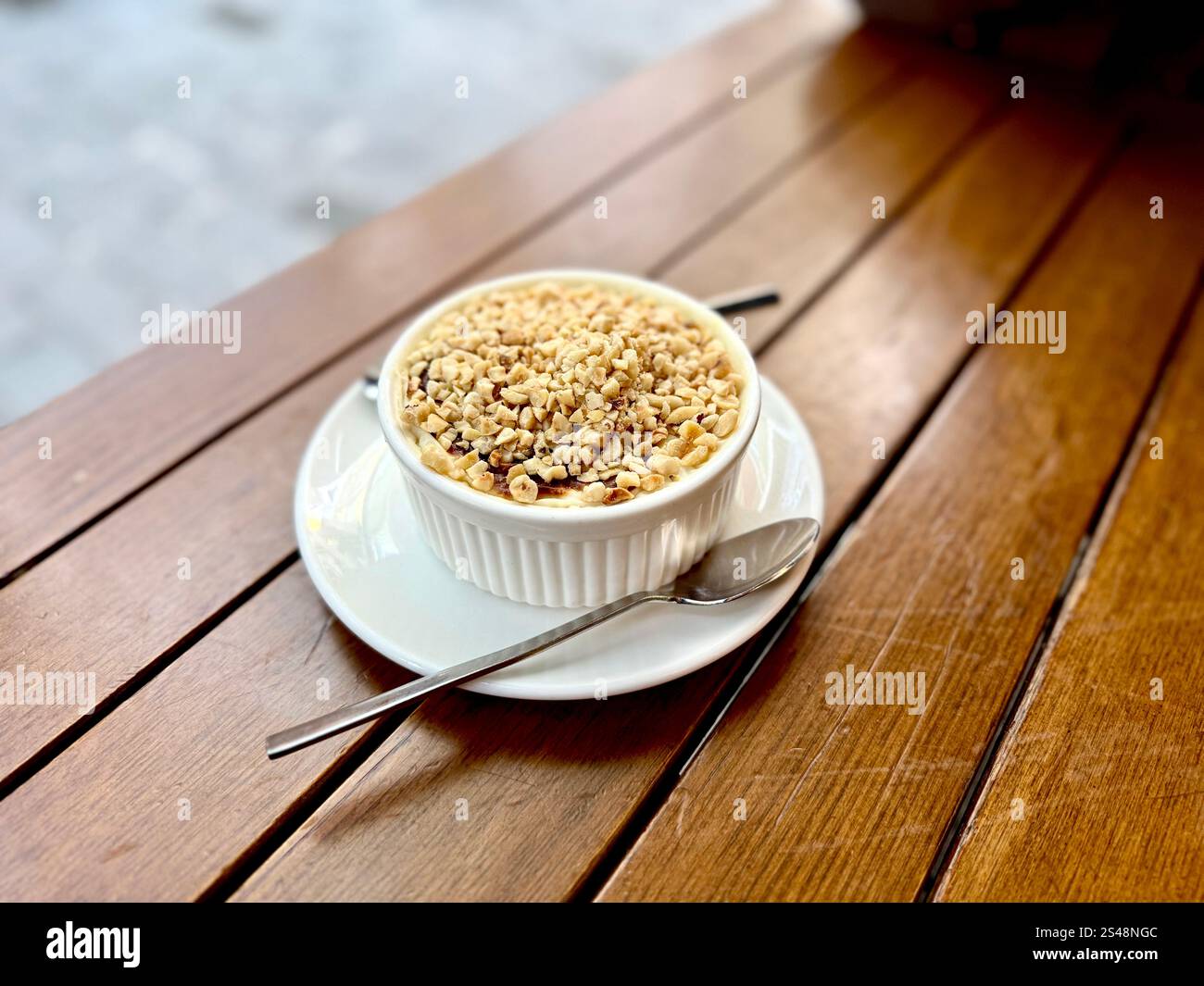 Sutlac turkish rice pudding with chopped hazelnuts served at local ...
