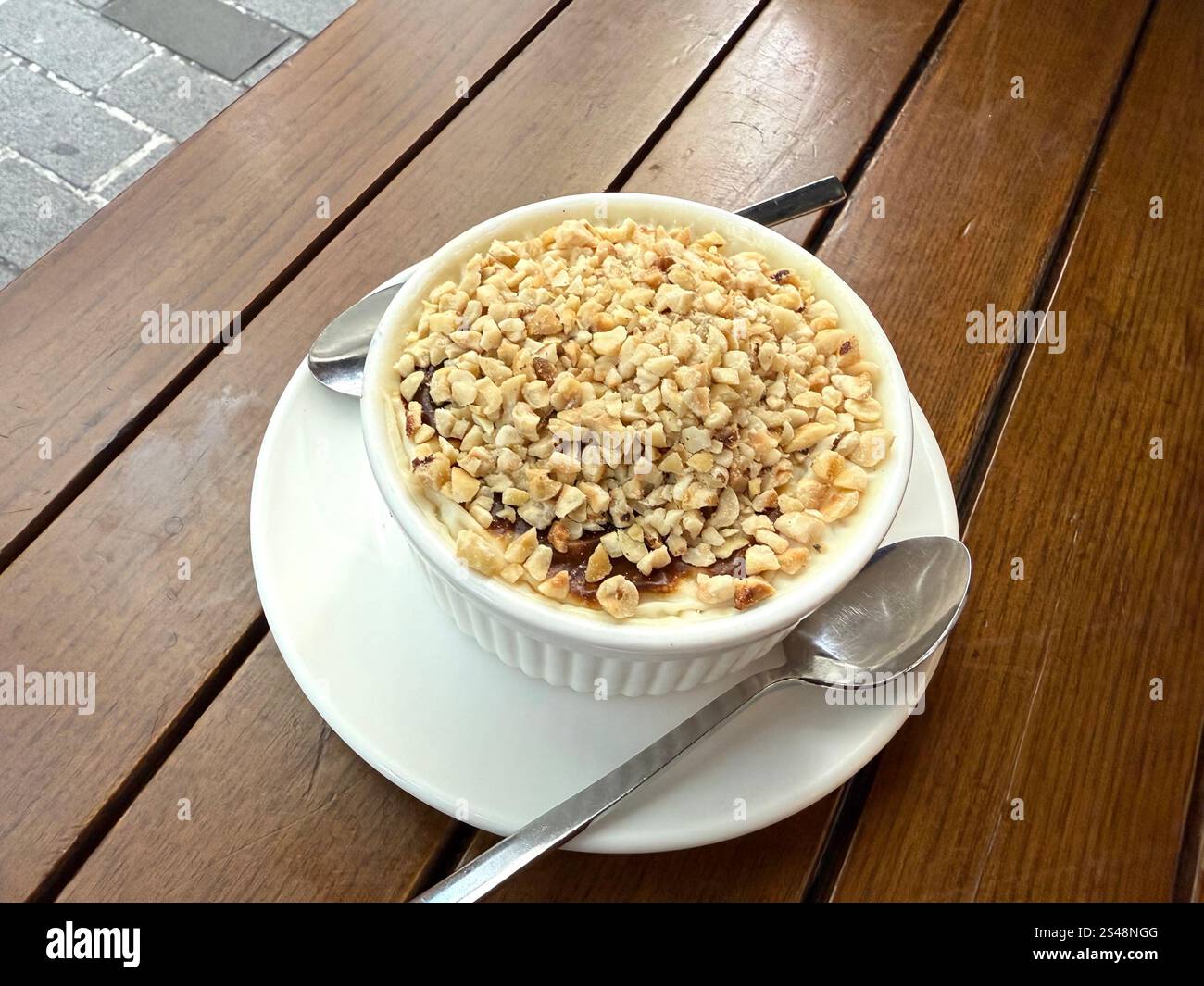 Sutlac turkish rice pudding with chopped hazelnuts served at local ...