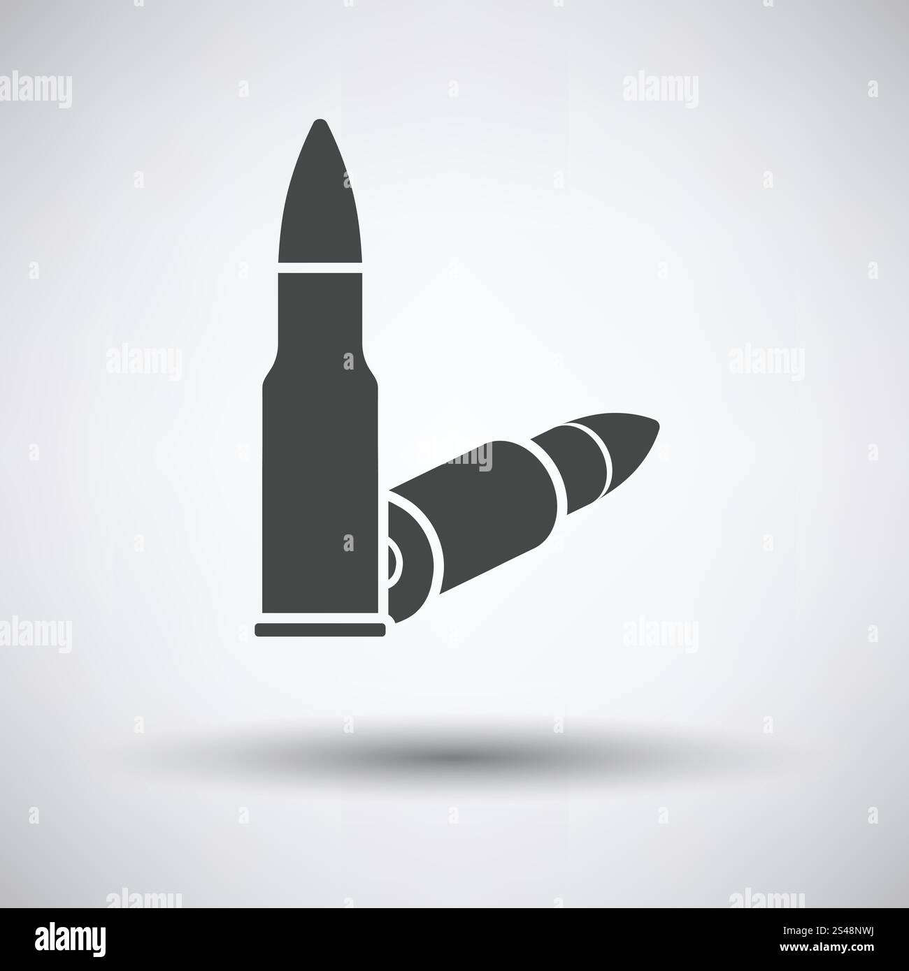 Rifle ammo icon on gray background, round shadow. Vector illustration ...