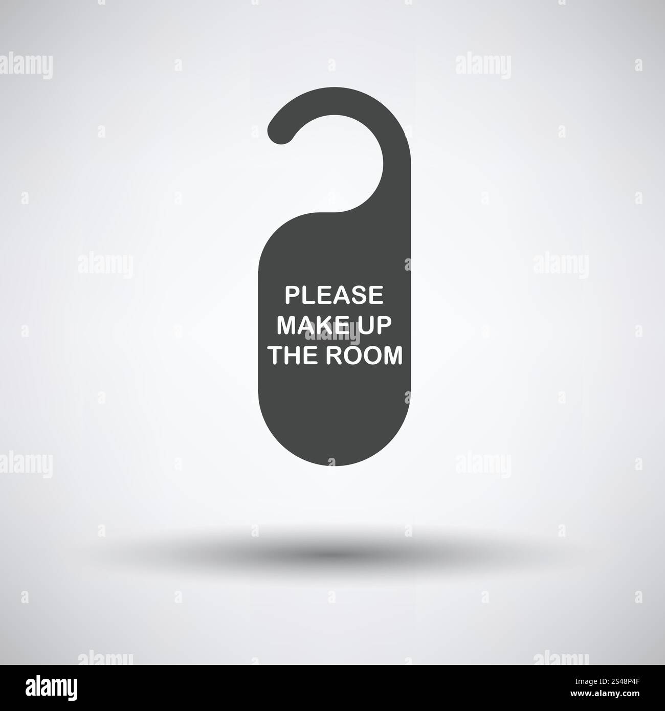 Mke up room tag icon on gray background with round shadow. Vector ...