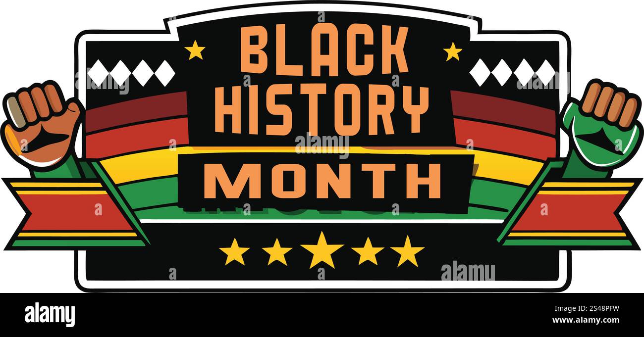 Minimalist Black History Month banner with vibrant pan African colors ...