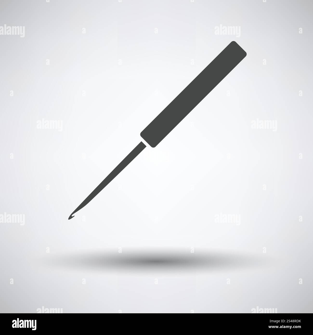 Crochet hook icon on gray background, round shadow. Vector illustration ...