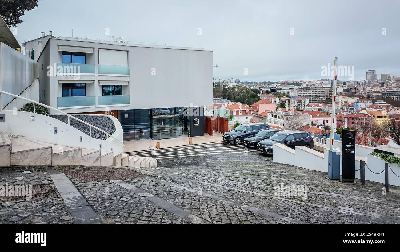 Entrance of the Memmo Hotel in Príncipe Real, Lisbon, a hillside ...