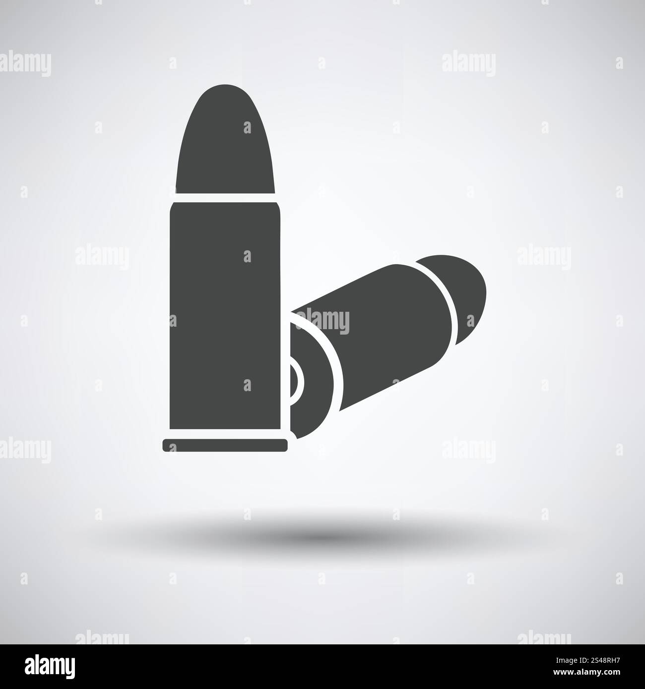 Pistol bullets icon on gray background, round shadow. Vector ...