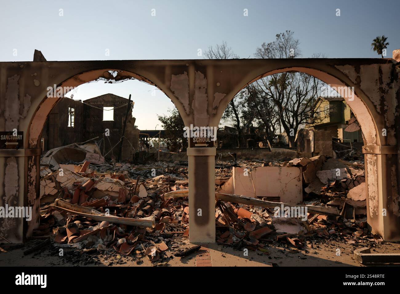 The remains of the Altadena Community Church are visible after it was ...