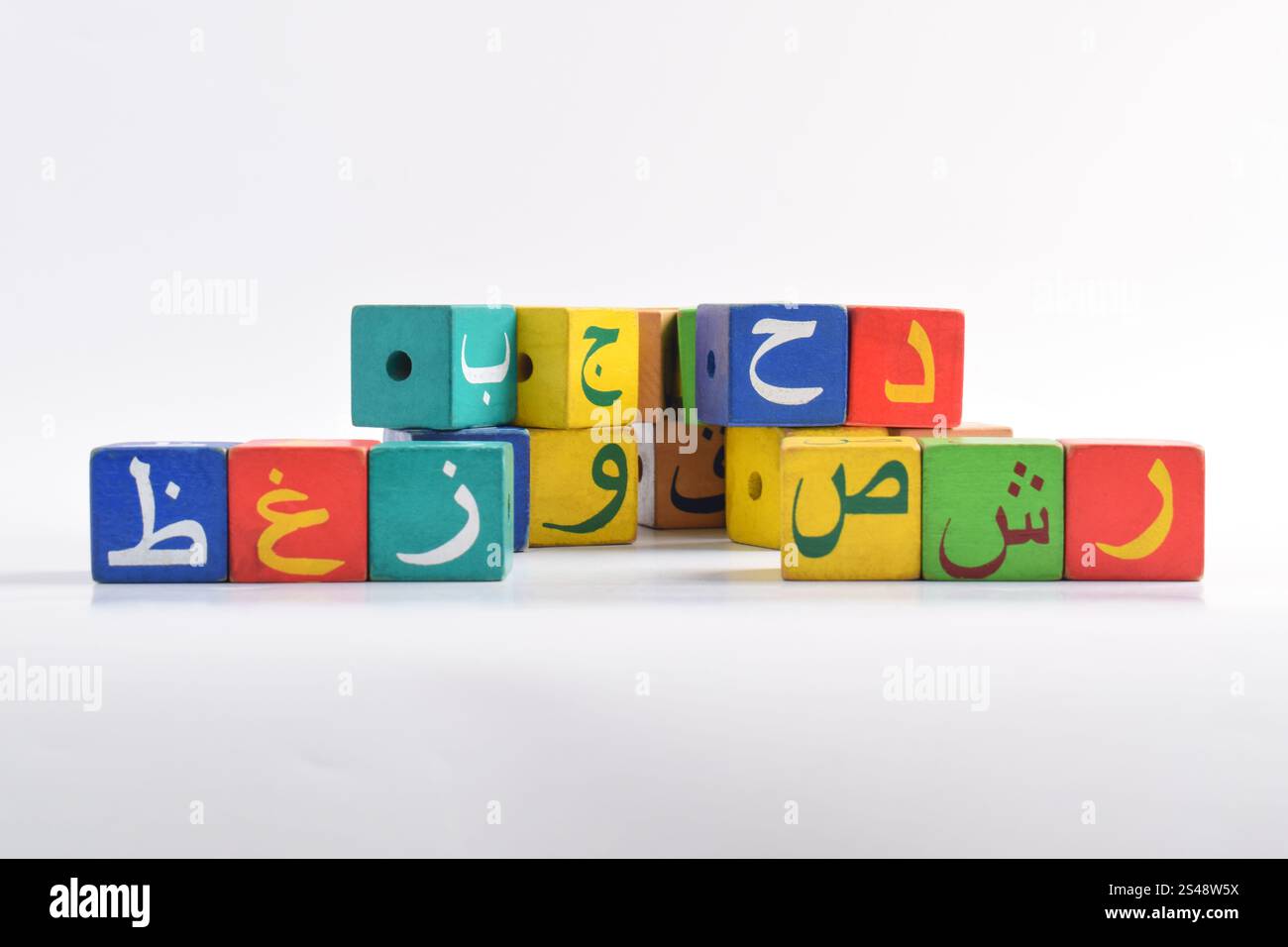 Wooden Arabic Alphabet Blocks isolated on white background. Arabic ...