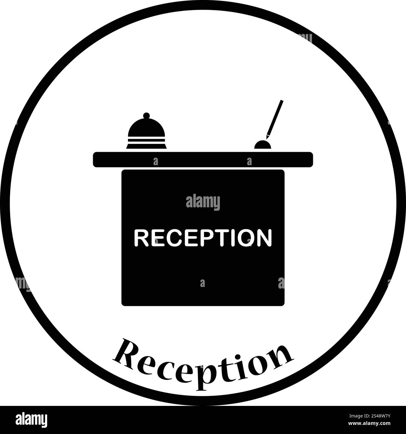 Hotel reception desk icon. Thin circle design. Vector illustration Stock Vector Image & Art - Alamy