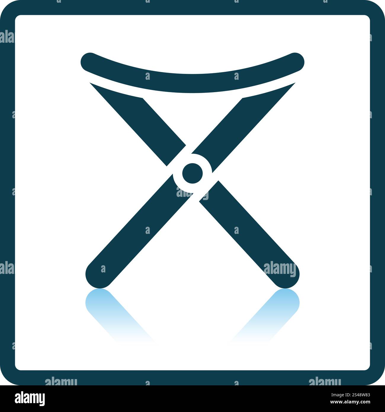 Icon of Fishing folding chair. Shadow reflection design. Vector ...