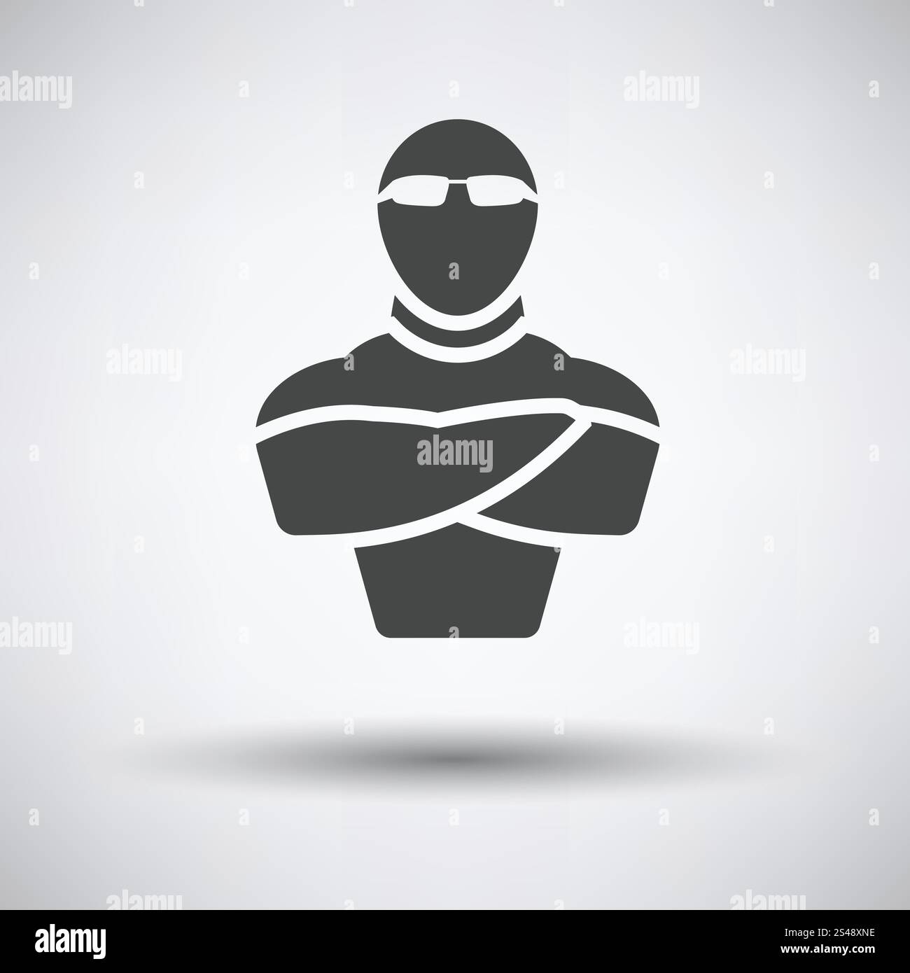Night club security icon on gray background, round shadow. Vector ...