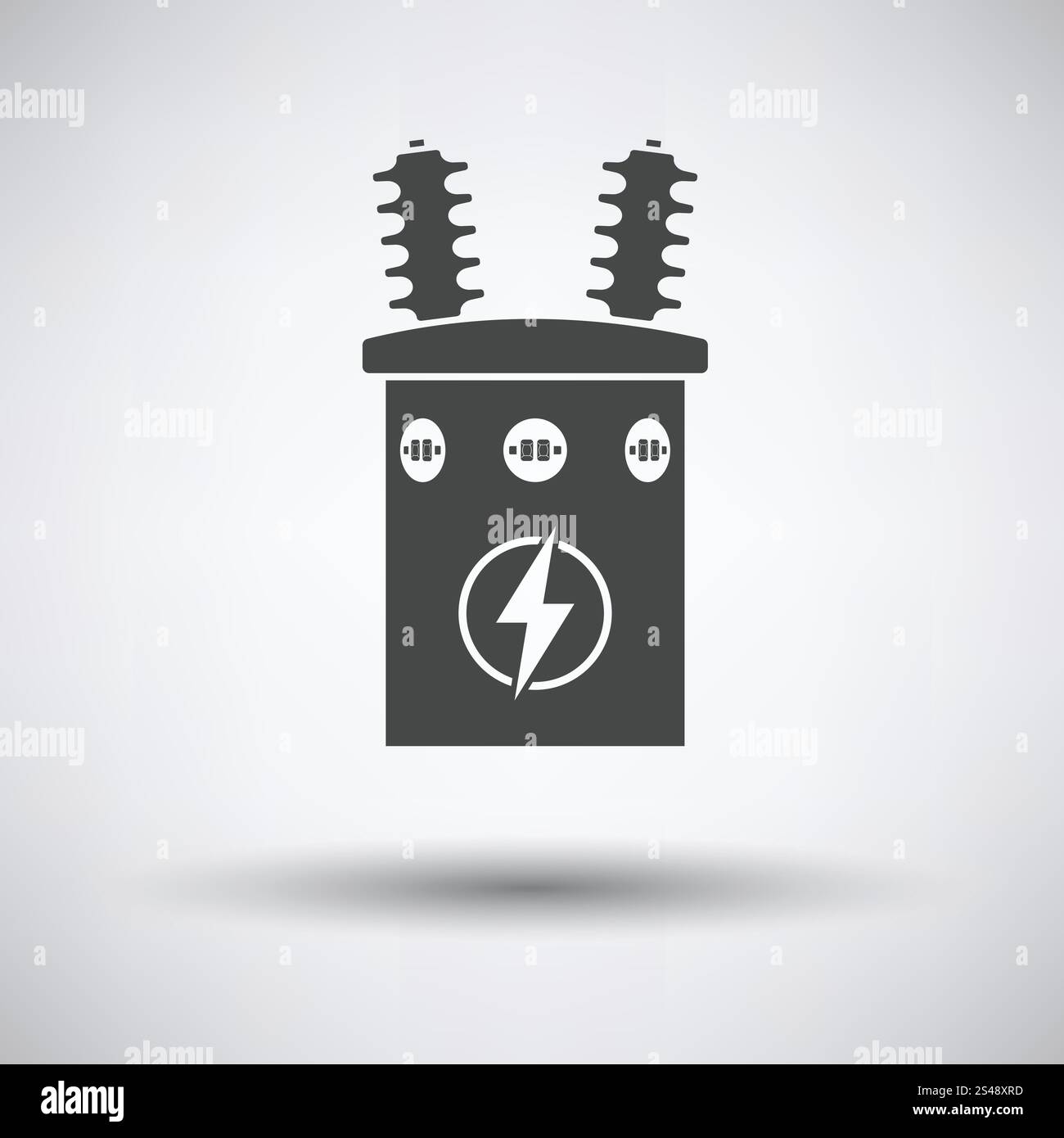 Electric transformer icon on gray background, round shadow. Vector ...
