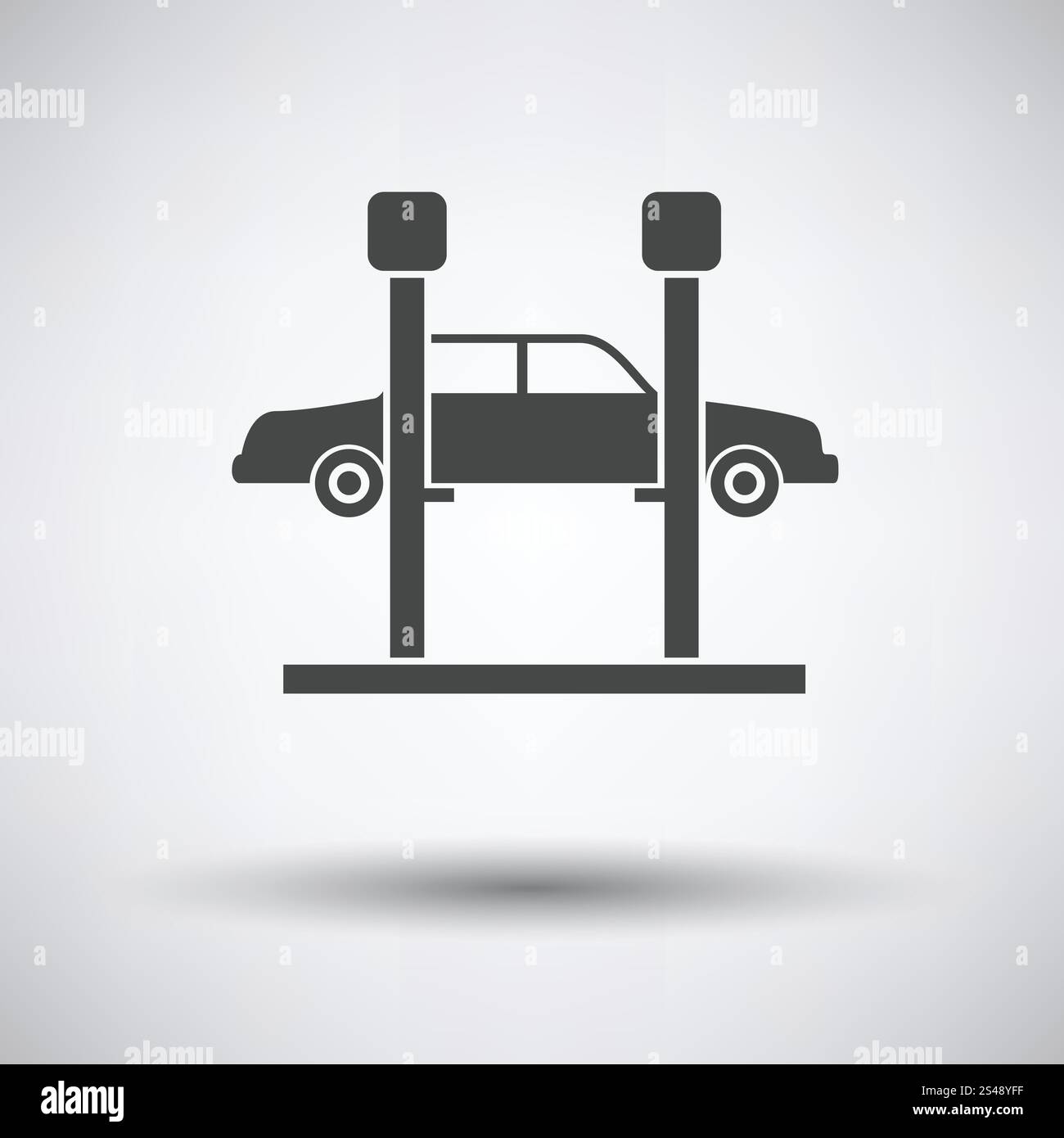 Car lift icon on gray background, round shadow. Vector illustration ...