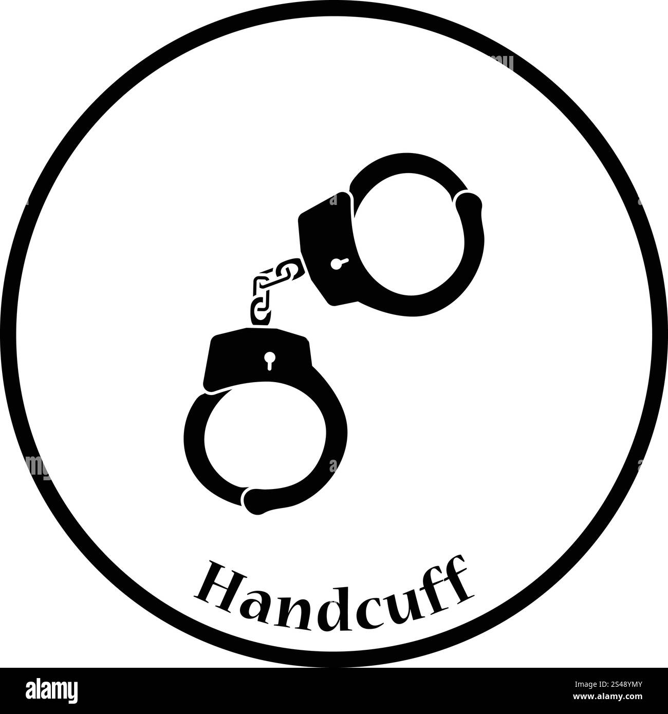 Handcuff icon. Thin circle design. Vector illustration Stock Vector ...