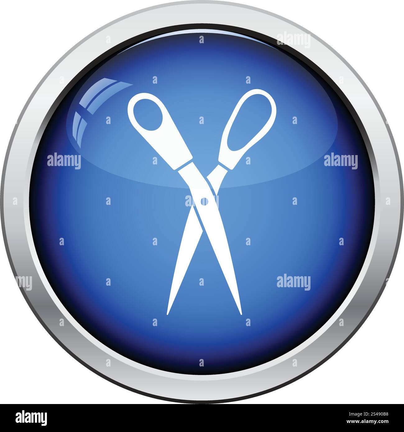 Tailor scissor icon. Glossy button design. Vector illustration Stock ...