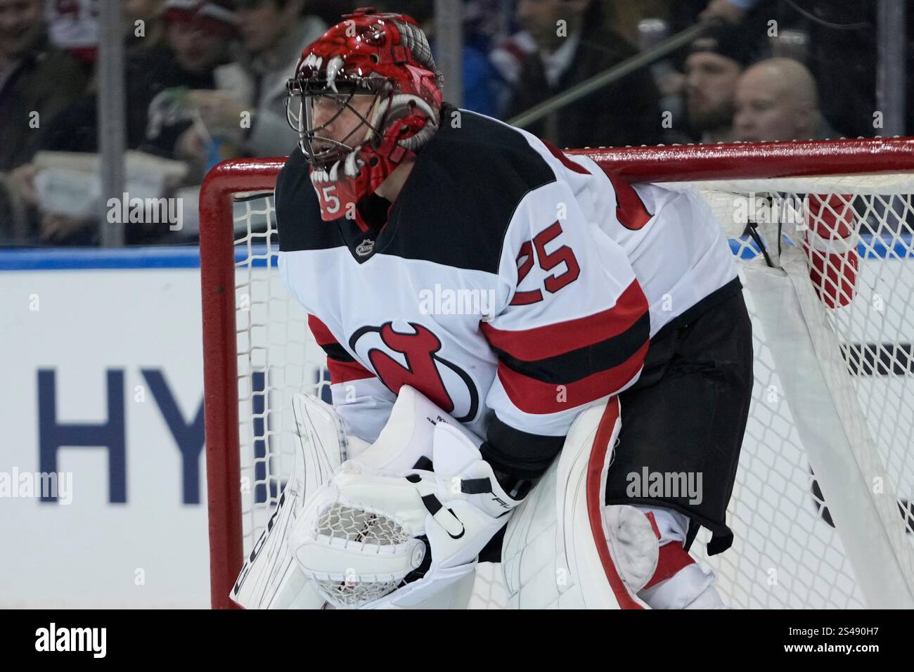 New Jersey Devils goaltender Jacob Markstrom during the first period of ...