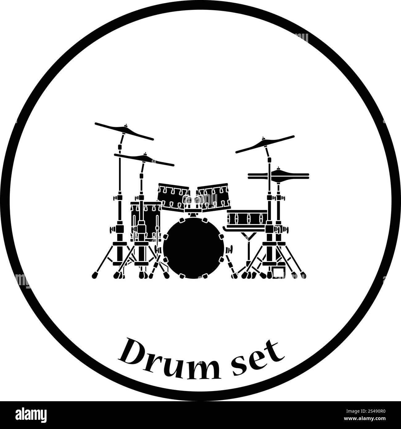 Drum set icon. Thin circle design. Vector illustration Stock Vector ...