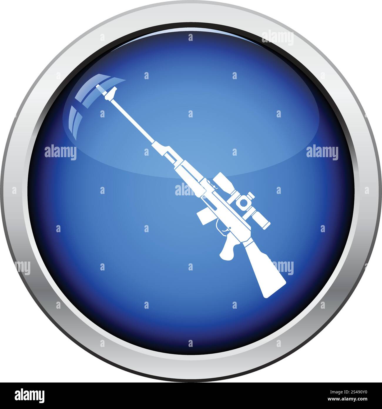 Sniper rifle icon. Glossy button design. Vector illustration Stock ...