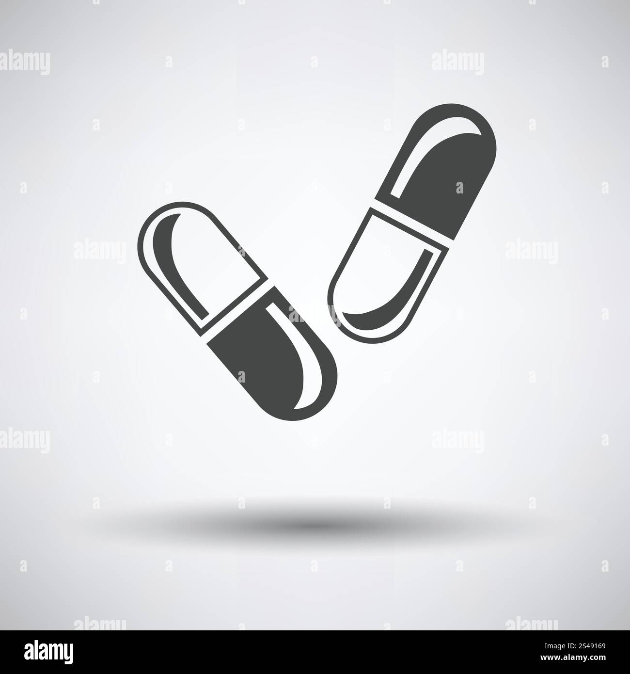 Pills icon on gray background, round shadow. Vector illustration Stock Vector Image & Art - Alamy