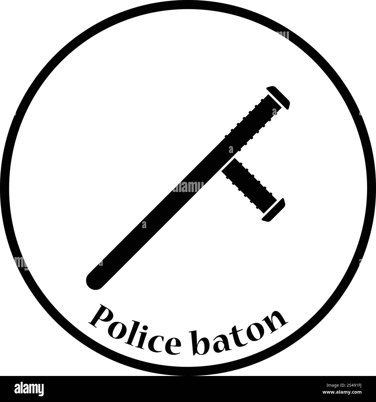 Police baton icon. Thin circle design. Vector illustration Stock Vector ...