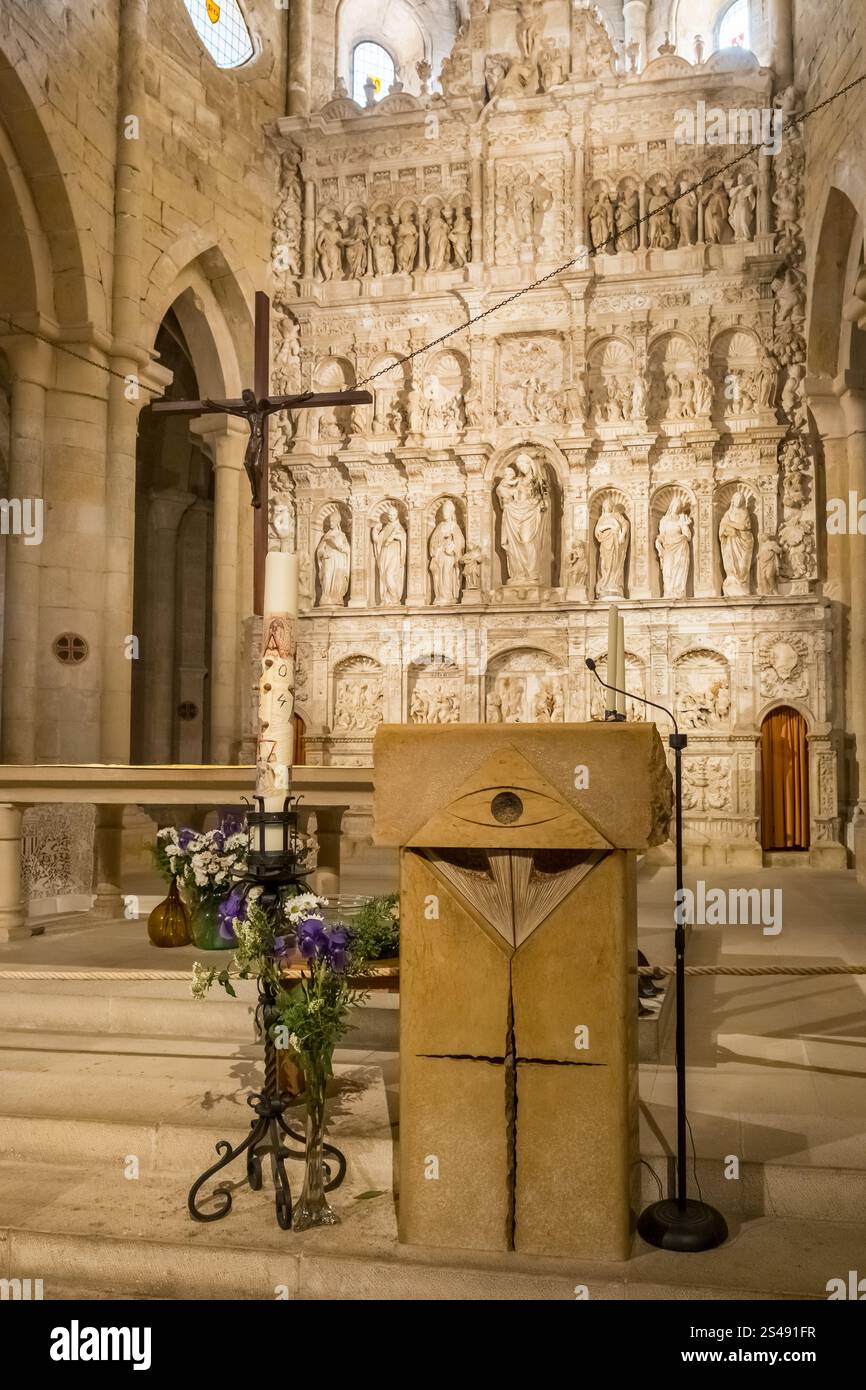 Medieval altar of the Royal Abbey of Santa Maria de Poblet in Catalonia ...