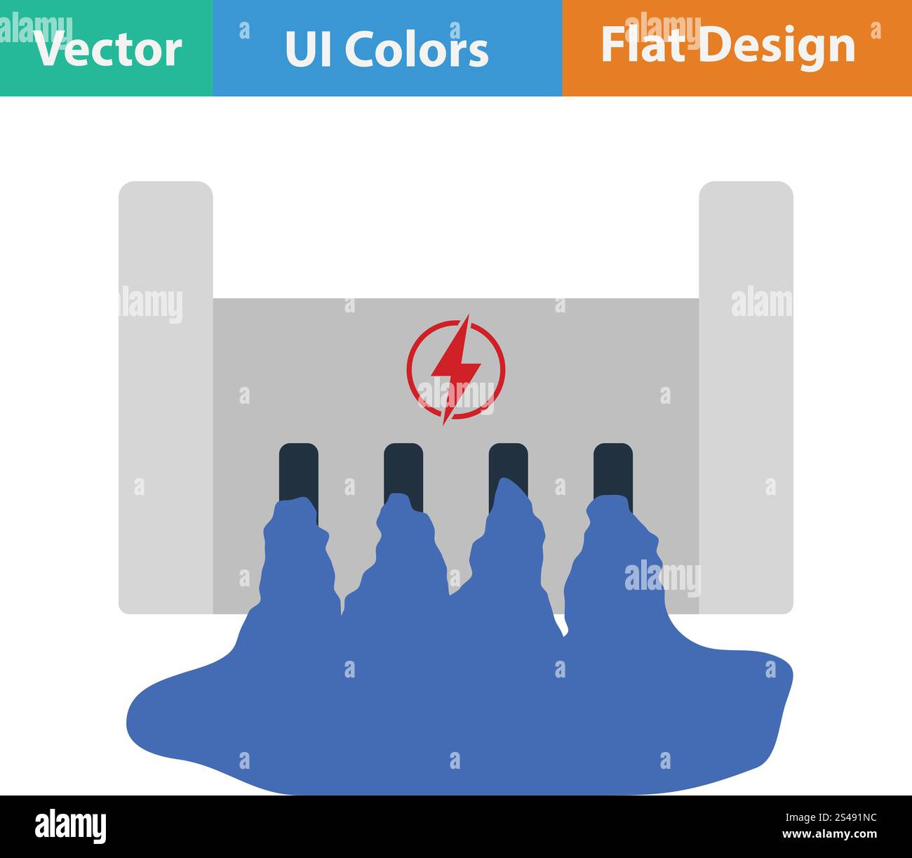 Hydro power station icon. Flat color design. Vector illustration Stock ...