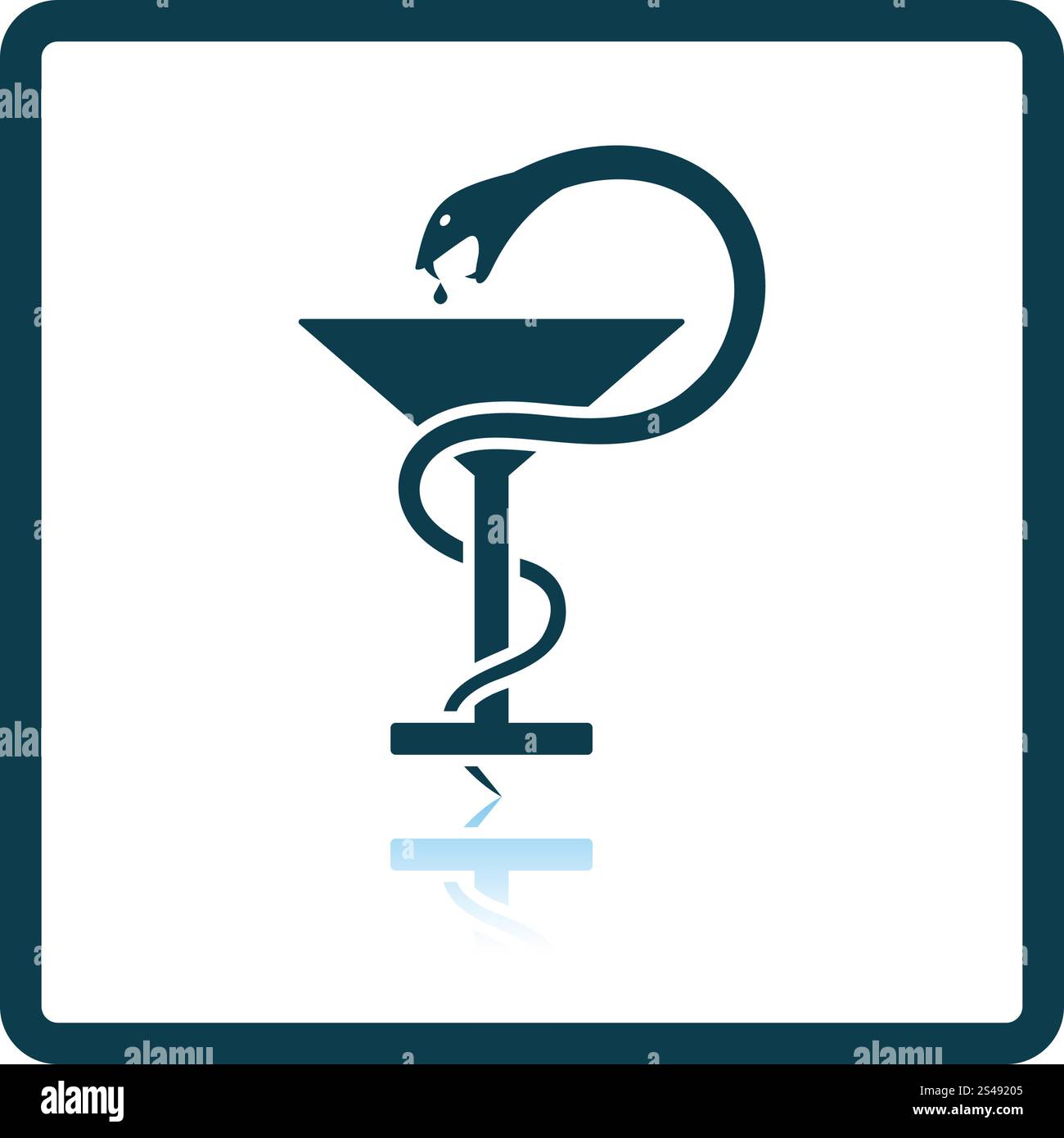 Medicine sign with snake and glass icon. Shadow reflection design ...