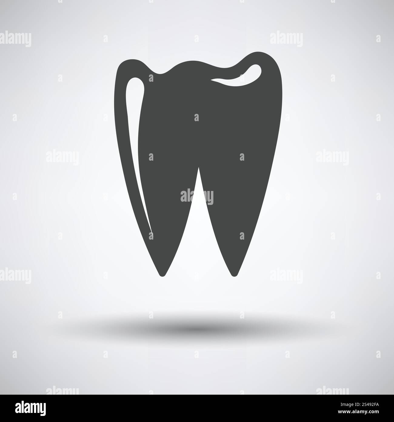 Tooth icon on gray background, round shadow. Vector illustration Stock ...
