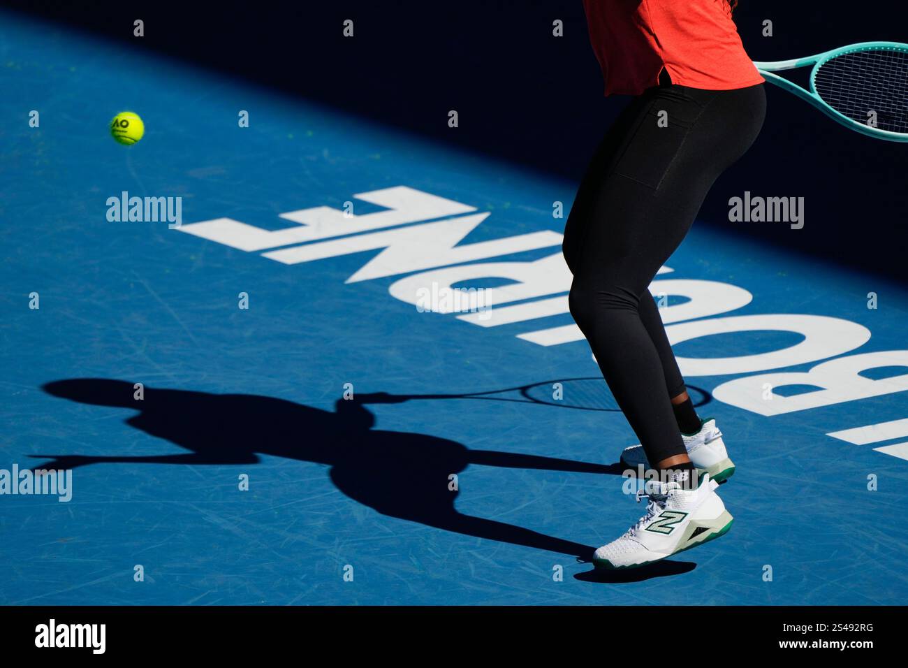Coco Gauff of the United States plays a forehand return during a ...