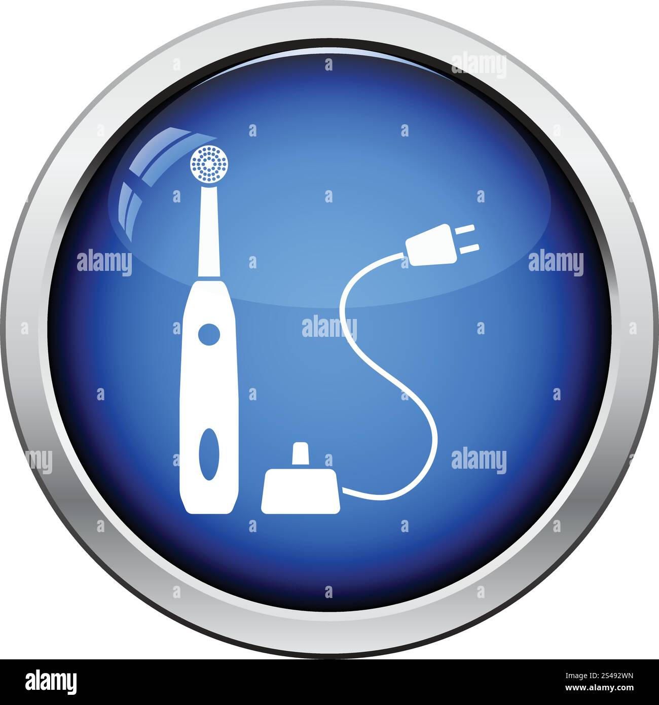 Electric toothbrush icon. Glossy button design. Vector illustration ...