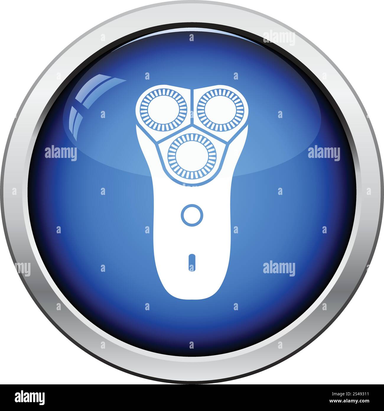 Electric shaver icon. Glossy button design. Vector illustration Stock ...