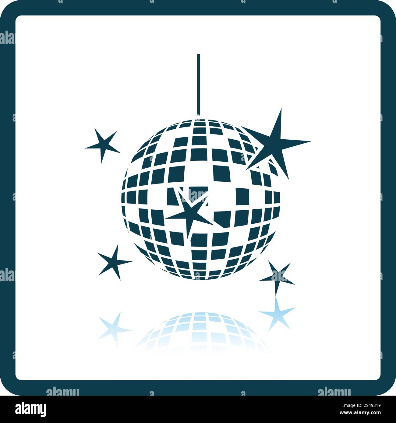 Night clubs disco sphere icon. Glossy button design. Vector ...