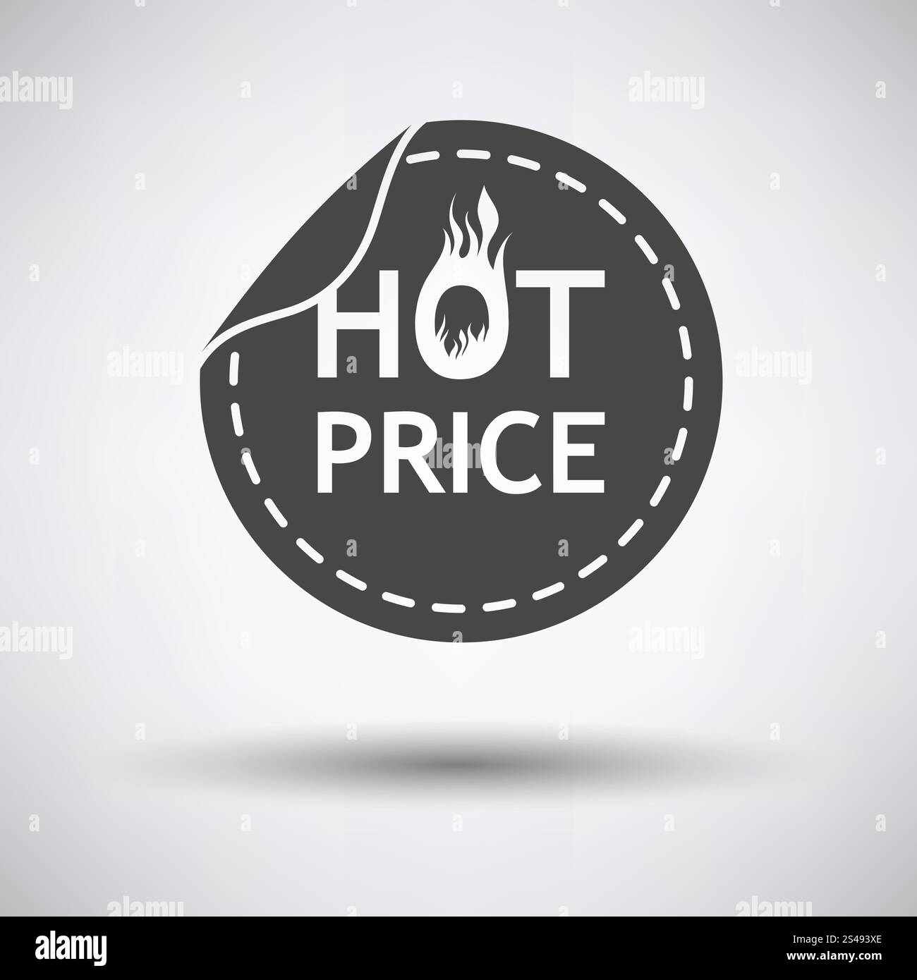 Hot price icon on gray background, round shadow. Vector illustration ...