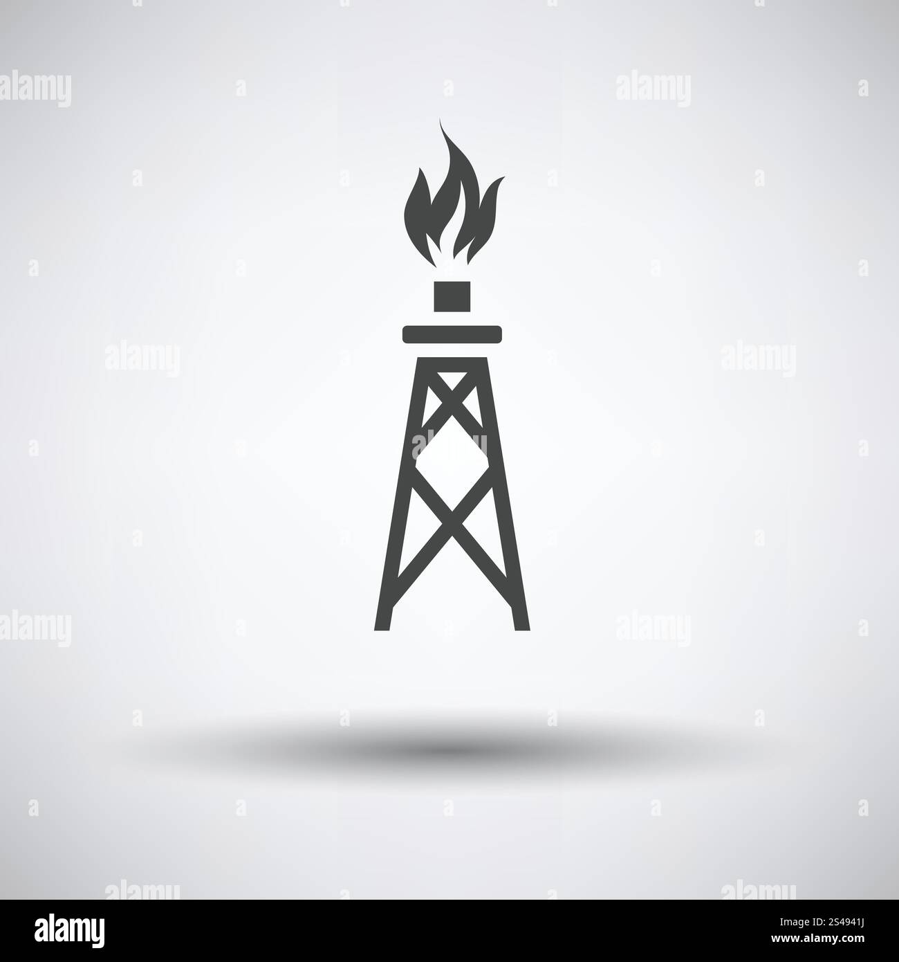 Gas tower icon on gray background, round shadow. Vector illustration ...