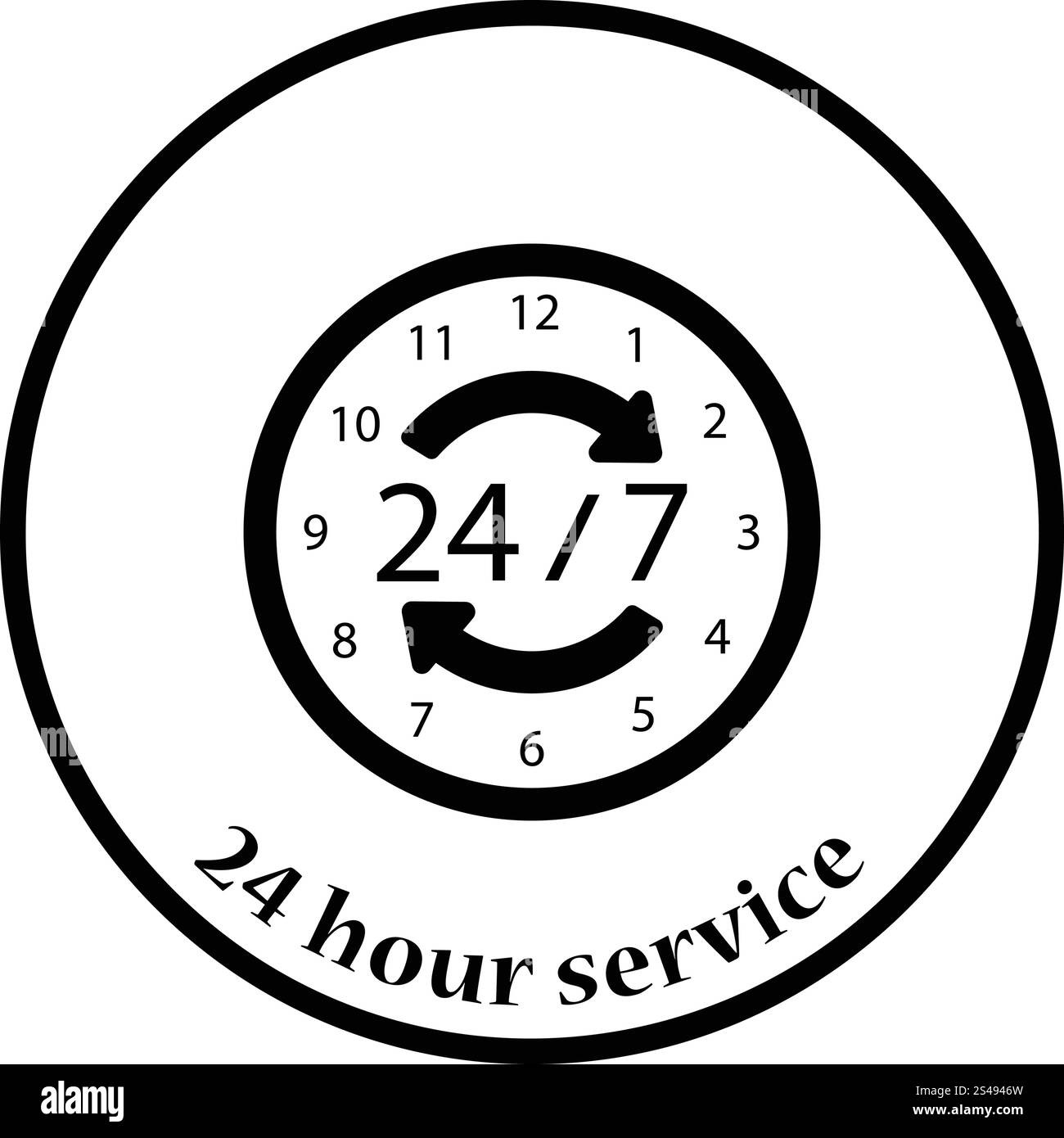 24 hour icon. Thin circle design. Vector illustration Stock Vector ...