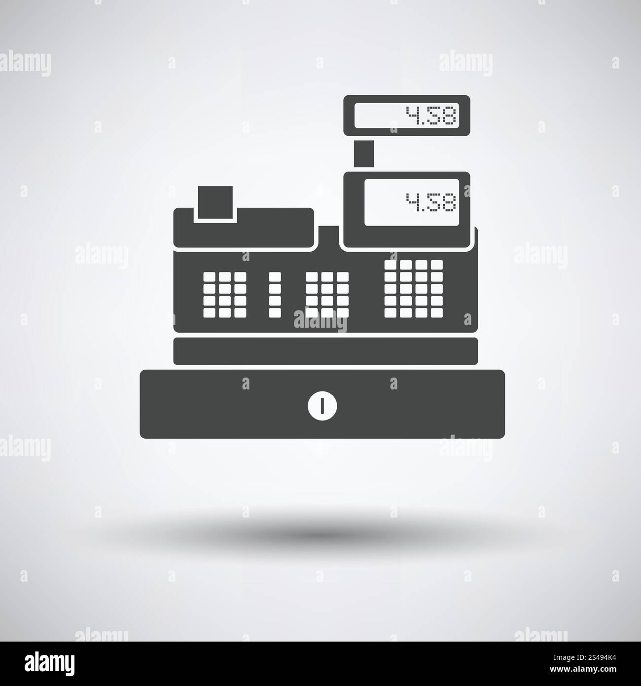 Cashier icon on gray background, round shadow. Vector illustration ...