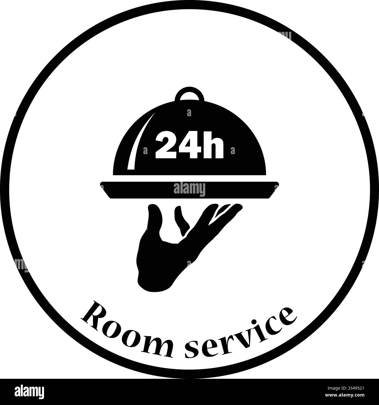 24 hour room service icon. Thin circle design. Vector illustration ...