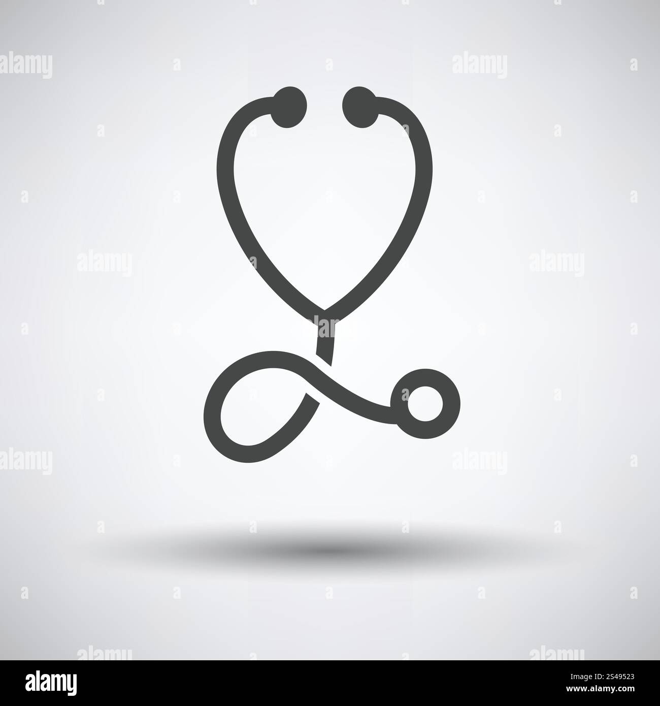 Stethoscope icon on gray background, round shadow. Vector illustration ...