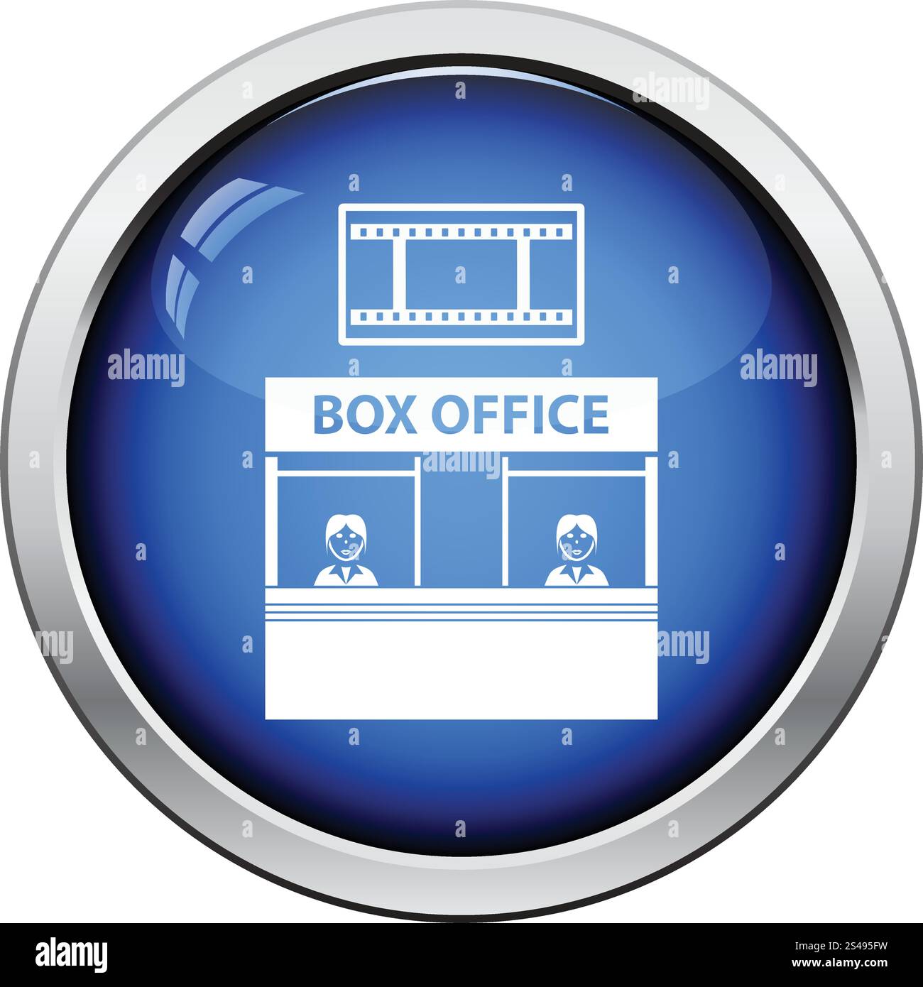 Box office icon. Glossy button design. Vector illustration Stock Vector ...